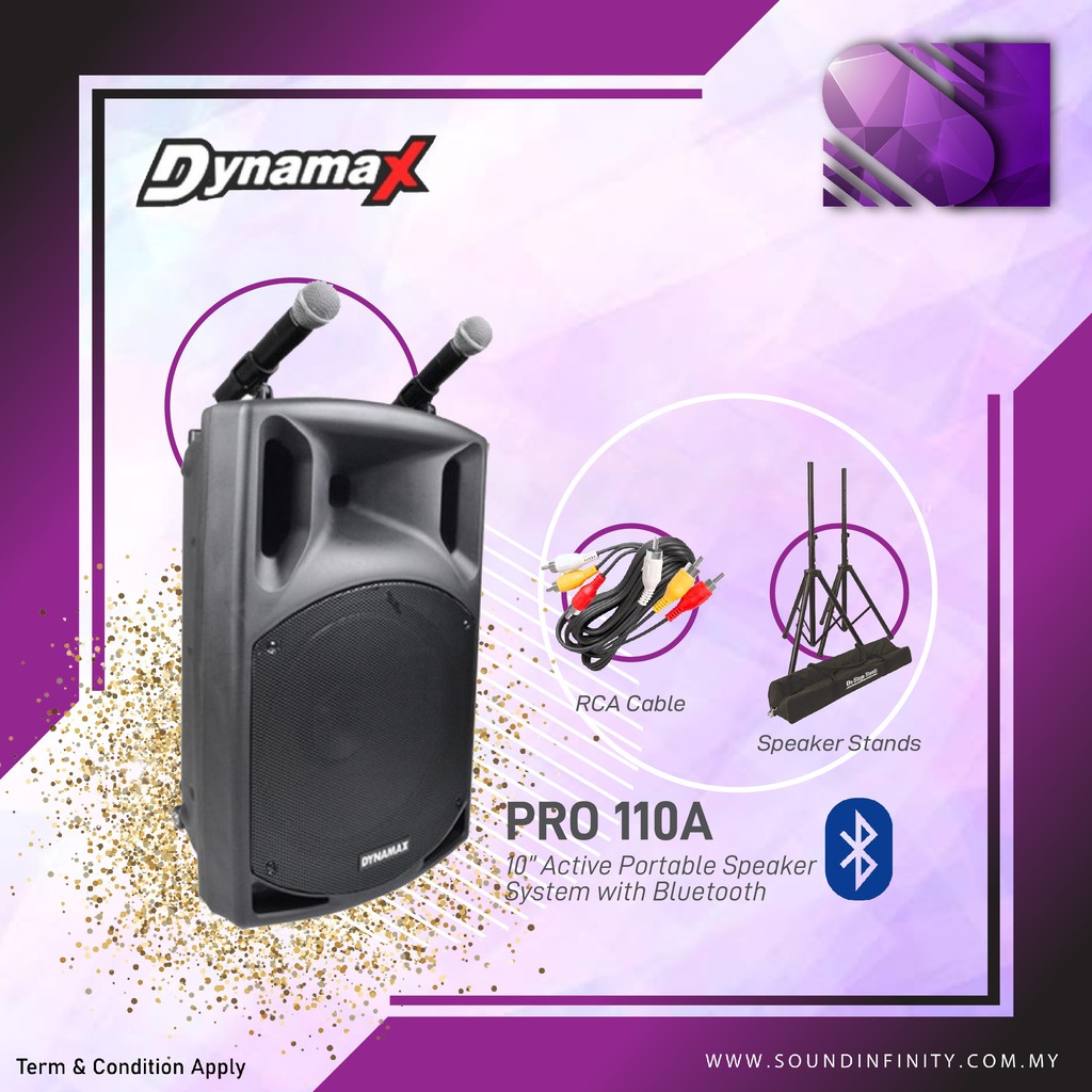 Dynamax PRO110A 10 Inch Portable Speaker With Bluetooth (PRO110A ...