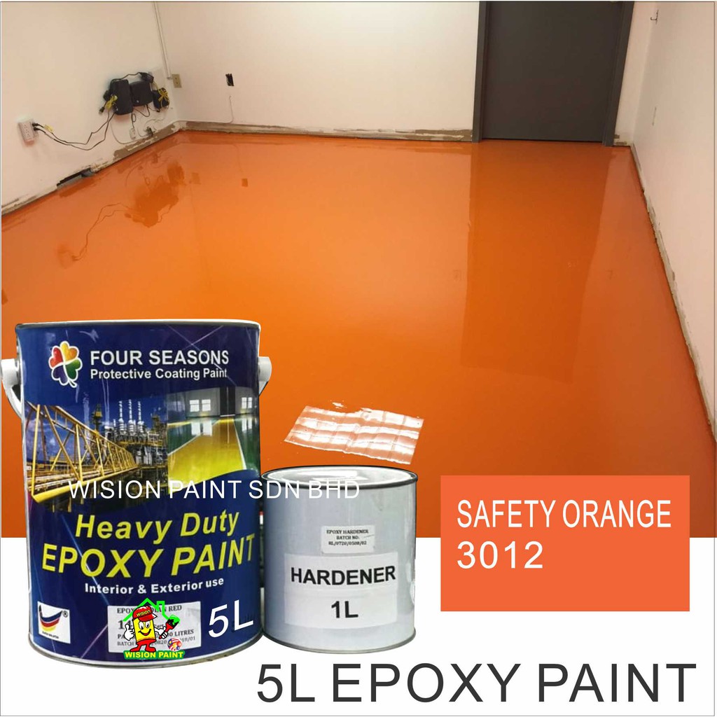 5Litre ( SAFETY ORANGE 3012 ) Paint Epoxy Floor Paint Coating ( FOUR ...