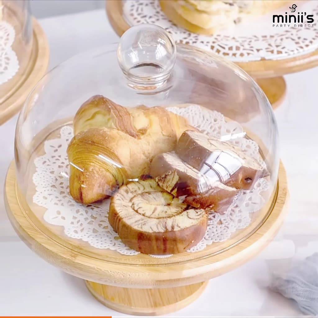 Miniis Wooden Cake Dessert Stand with Cover 2 in 1 Cake Display ...