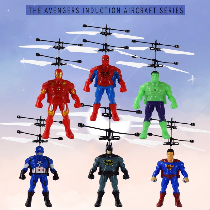 Marvel Spider Man Induction Aircraft Suspended Flying Toy Hulk Iron Man ...