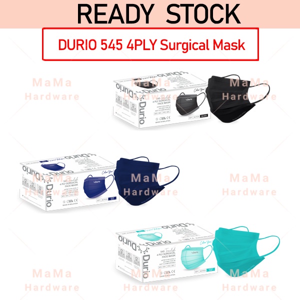 4 Ply DURIO 545 4Ply SURGICAL EARLOOP FACE MASK (40PCS /BOX) Black ...