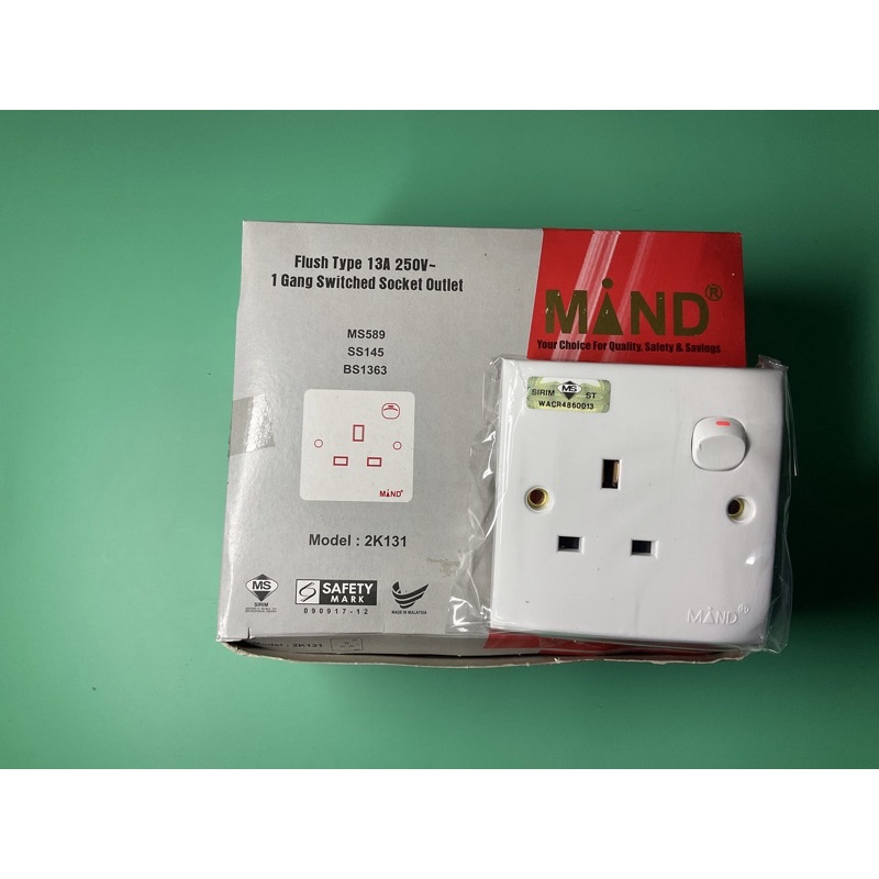 Mind switch 1g1w/2g1w / 13Aswitch socket outlet SIRIM | Shopee Malaysia
