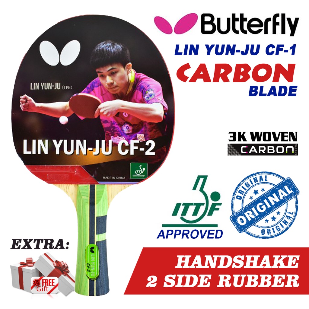 Butterfly ORIGINAL LIN YUN JU CARBON CF1 CF2 HAND SHAKE TABLE TENNIS ...