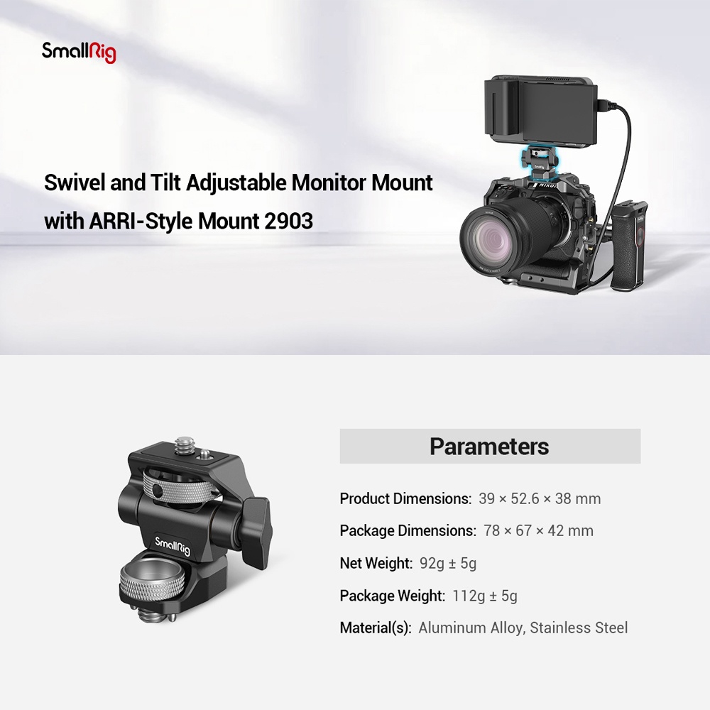 SmallRig Swivel and Tilt Adjustable Monitor Mount with ARRI-Style Mount ...