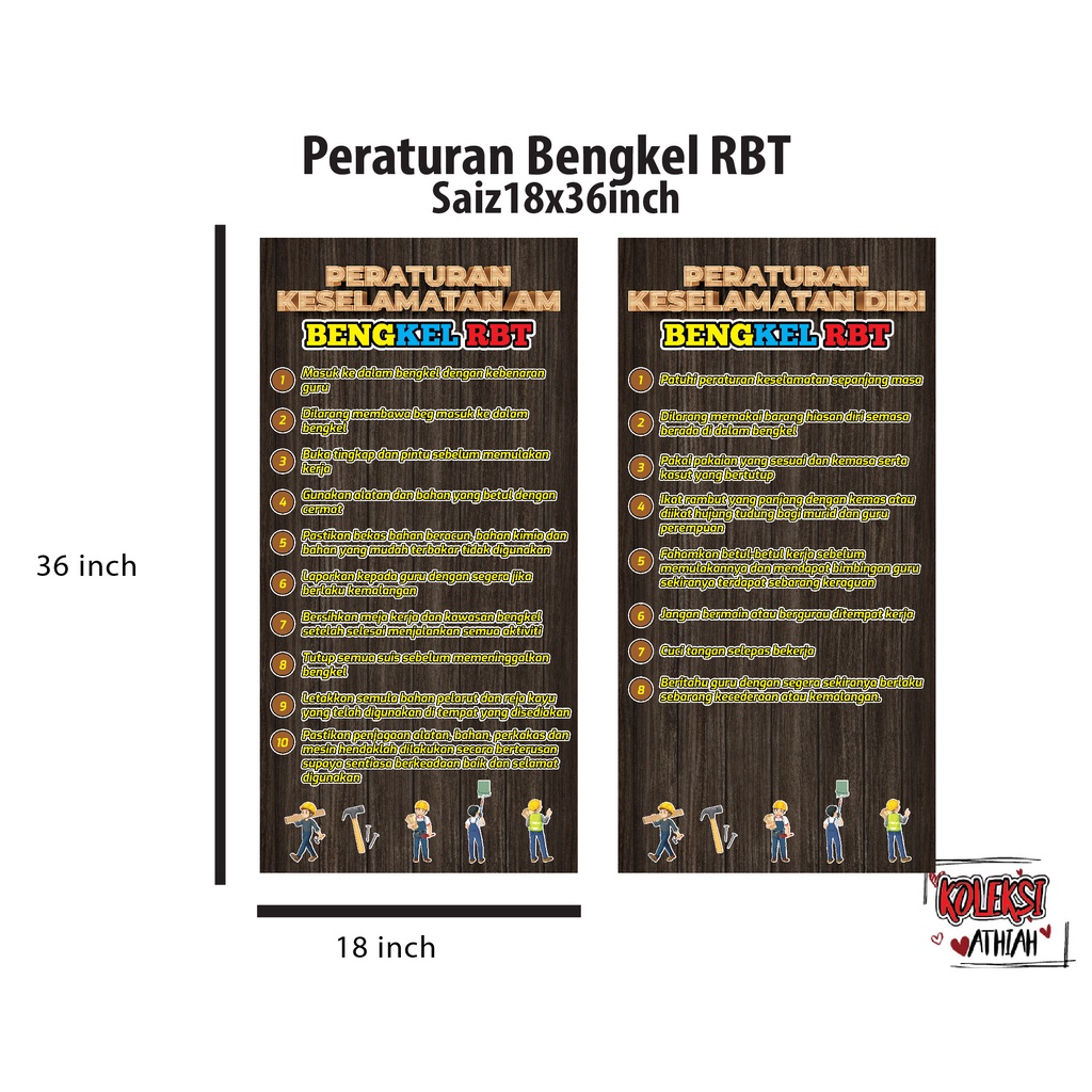 Peraturan Keselamatan Am dan Diri dalam Bengkel RBT Sekolah 18x36inch ...