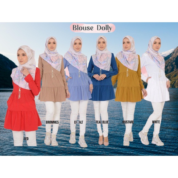 Blouse DOLLY Blouse Muslimah Women Top Plain by ADEL Adyana Elegance | Shopee Malaysia