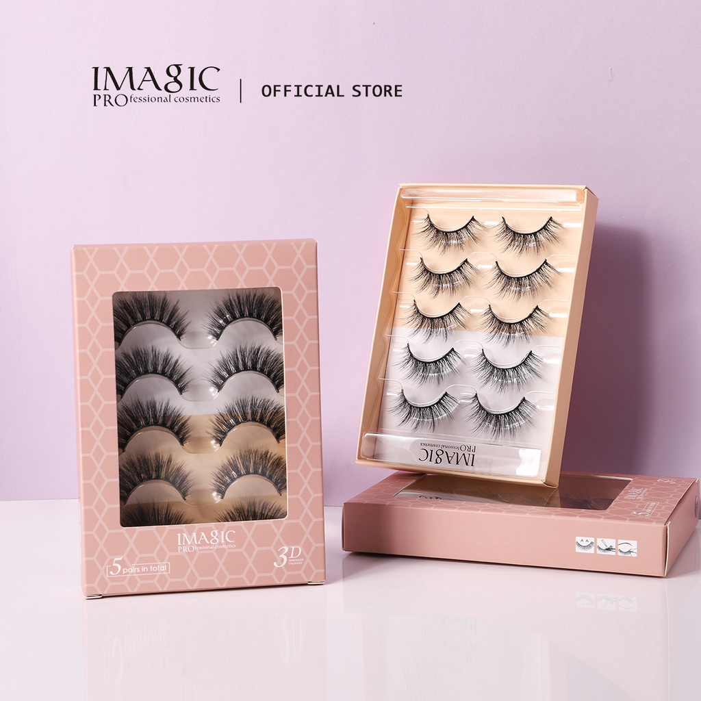 IMAGIC Fake Eyelashes 3D 5 Pairs Natural Eye Makeup Tool Waterproof Long Lasting | Shopee Malaysia