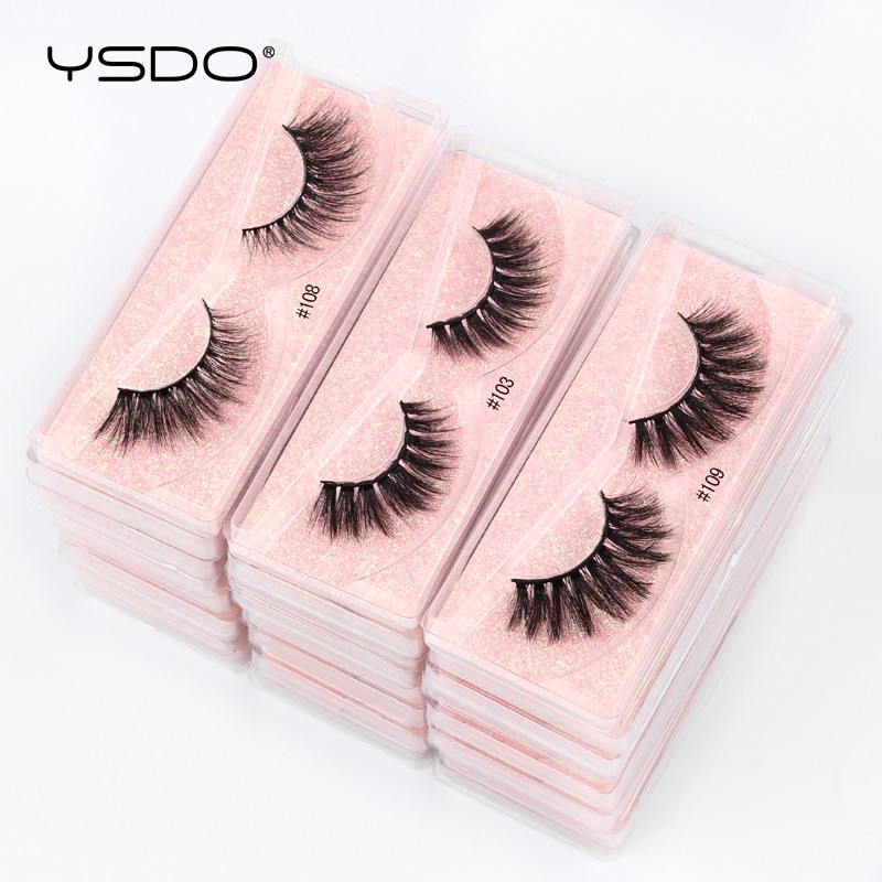 YSDO 1 Pairs Faux Mink Eyelash Hand Made Natural False Eyelashes Makeup ...