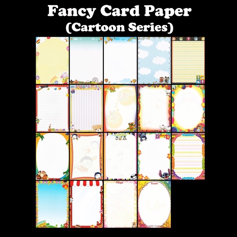 A4 Cartoon Series / Pattern Color Fancy Card Paper / Kertas Folio ...