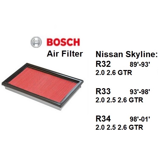 Nissan Skyline Air Filter Bosch 9000105096 Nissan Skyline GTR R32 R33 R34 RB20DE RB20DET ...