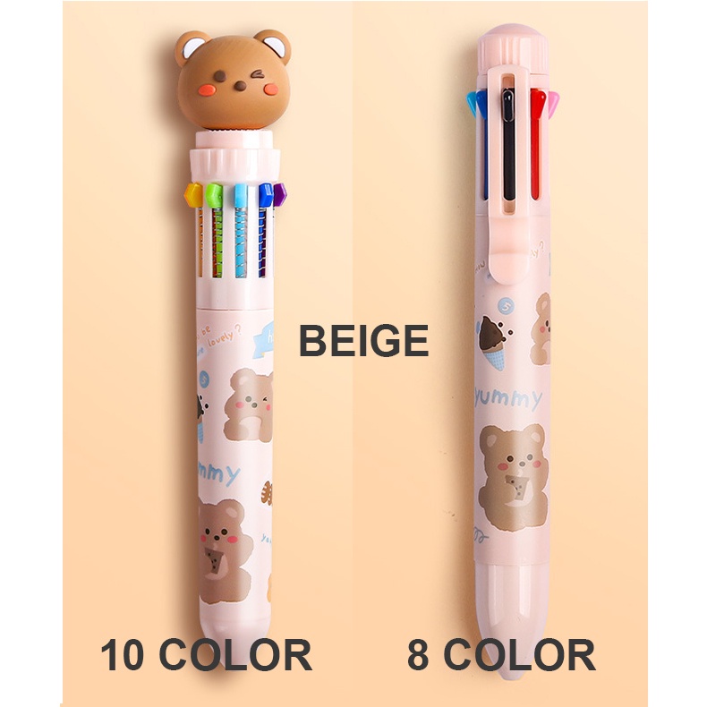 10 in 1 Cartoon Pen 10 color Retractable Bear Rabbit ten colors kids ...