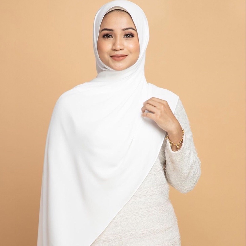 Raya Shawl Putih Plain Kahwin Nikah Tunang Off white Shawl Putih shawl ...