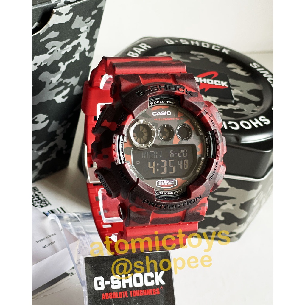 Casio G-Shock GD-120CM-4DR Camouflage Red Merah 100% Original | Shopee ...