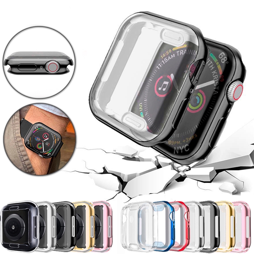 360 Full Plating Case Display Film for iWatch Series 7 6 SE 5 4 3 2 1 ...