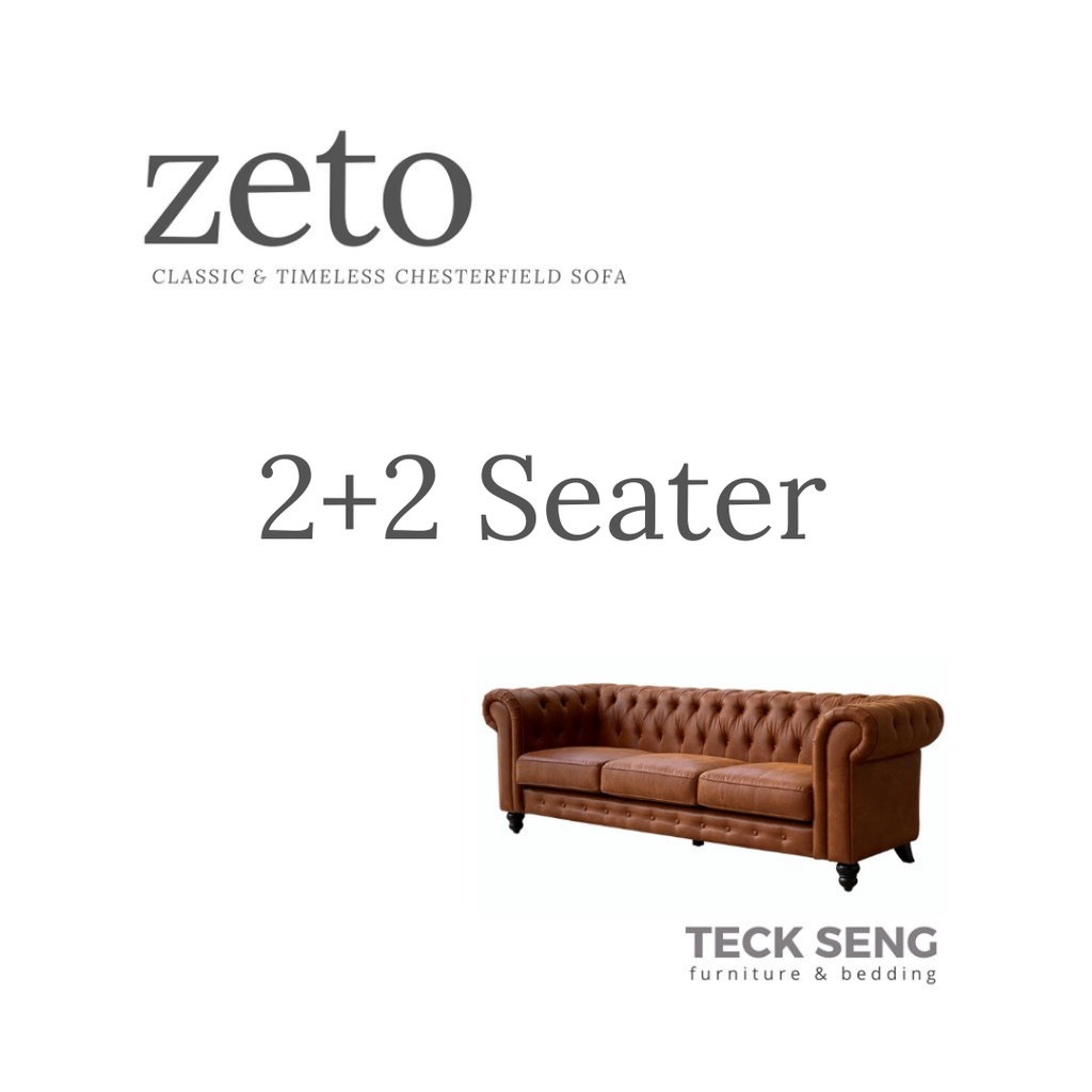 [TECK SENG] Zeto 1+3 Seater Chesterfield Sofa / Leather-Pro Fabric ...