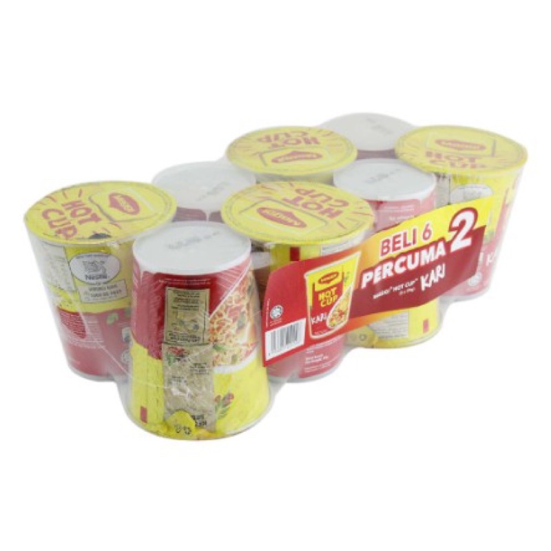 maggi hot cup mee cawan 6+2 (per ctn 48cup) | Shopee Malaysia