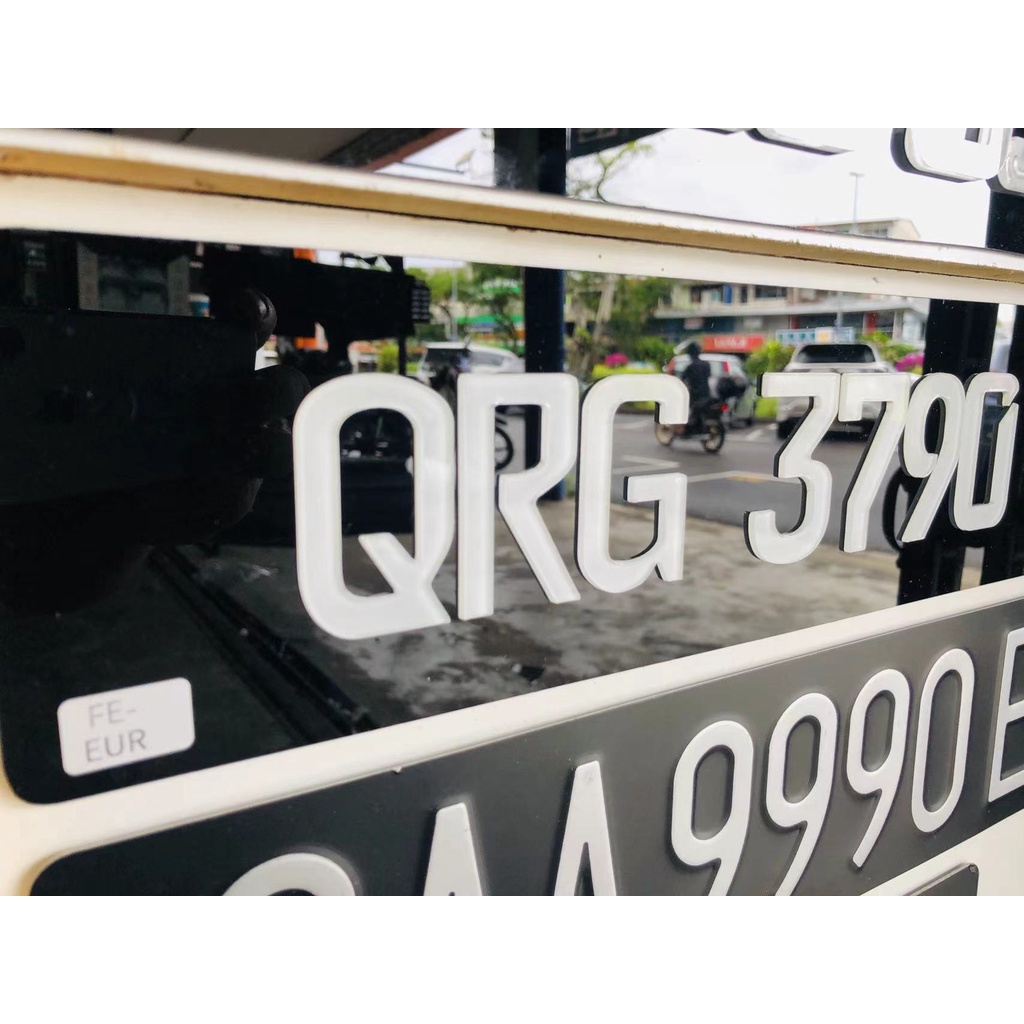 Car 3D Plate Number Crystal White Font Wording Universal DIY Stick On ...