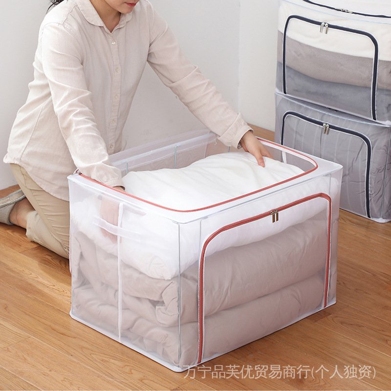 Nylon quilt storage box breathable packing box transparent new mesh ...