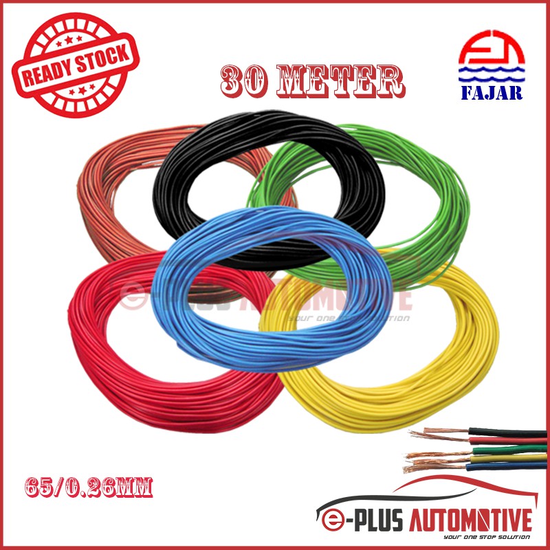 65 / 0.26mm Fajar Car Lorry 100% Pure Copper Cable Automotive Wire 30m ...