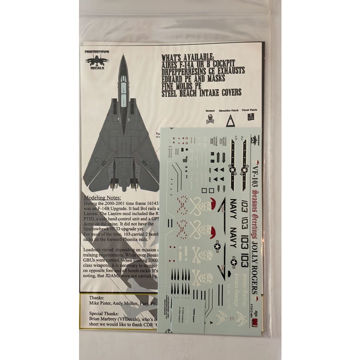 FIGHTERTOWN DECALS FTD 72004 F-14B (Upgrade) Black and White Santa Cat ...