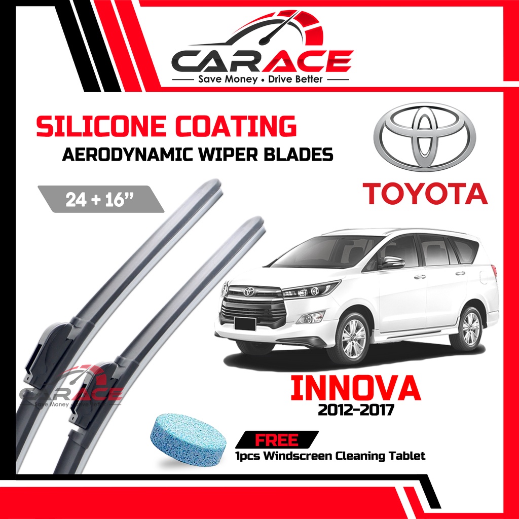 Toyota Innova 2012-2017 | CARACE Aerodynamic SILICONE Wiper Blades 24 ...