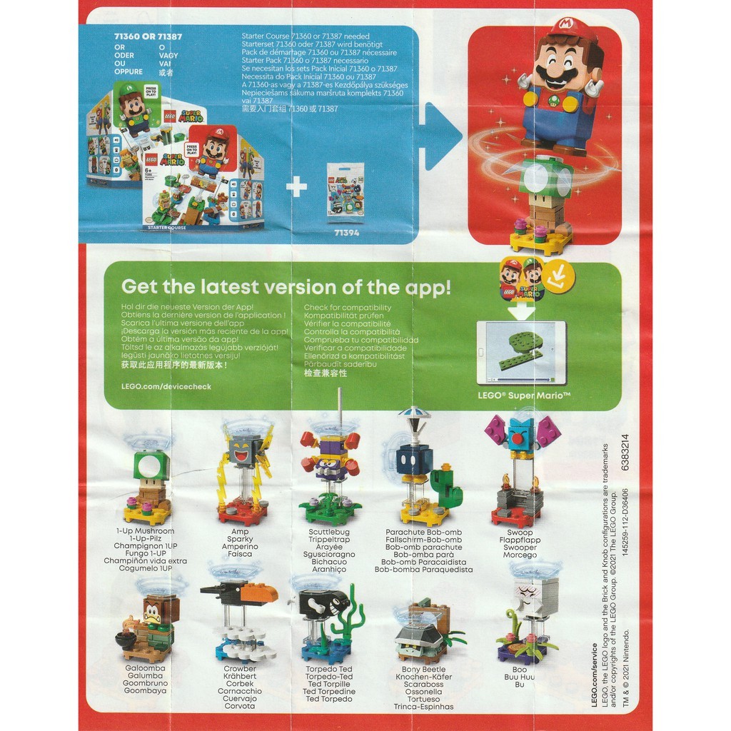 LEGO 71394 SUPER MARIO CHARACTER PACKS SERIES 3 1 UP MUSHROOM AMP ...