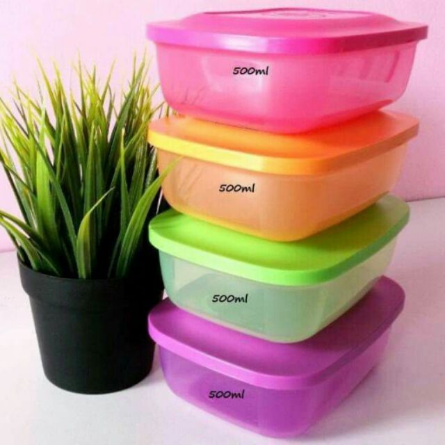 Random Colour: Tupperware Small Rectangular Saver 500ml Lunch Box for ...