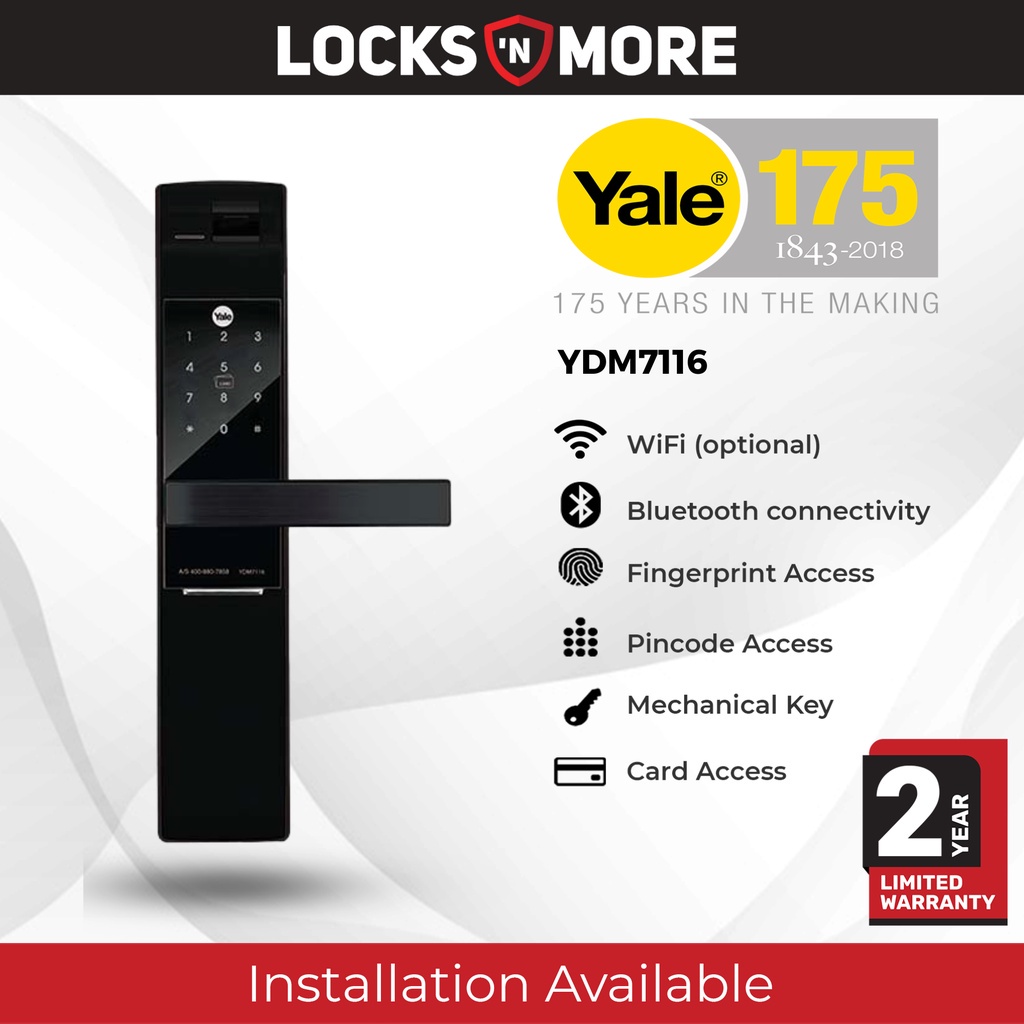 Yale YDM7116 Bluetooth Fingerprint, Card & Pincode Smart Lock | Shopee ...