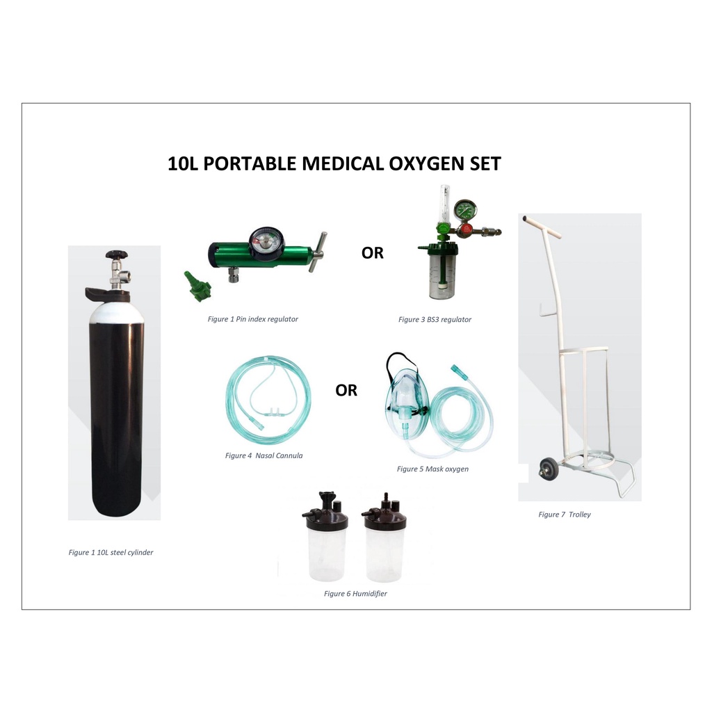 10L Steel Portable Medical Oxygen Set include gas for rental | Shopee ...
