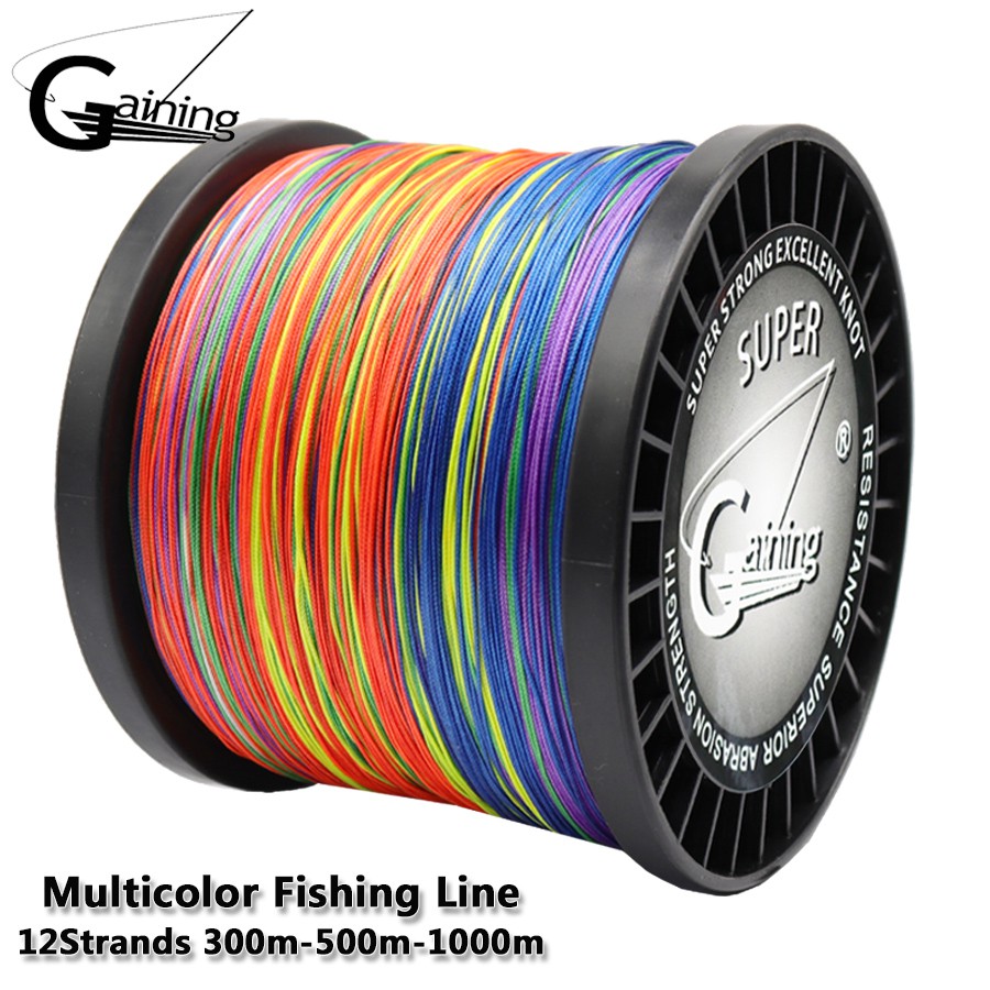 X12 Fishing line 12 Strands Multicolor Multifilament Smooth PE Braided ...