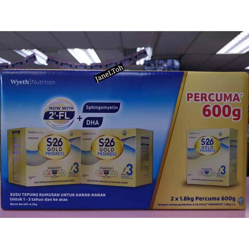📢📢WYETH S26 GOLD Progress Step 3[1.8kg x 2] free 600g | Shopee Malaysia