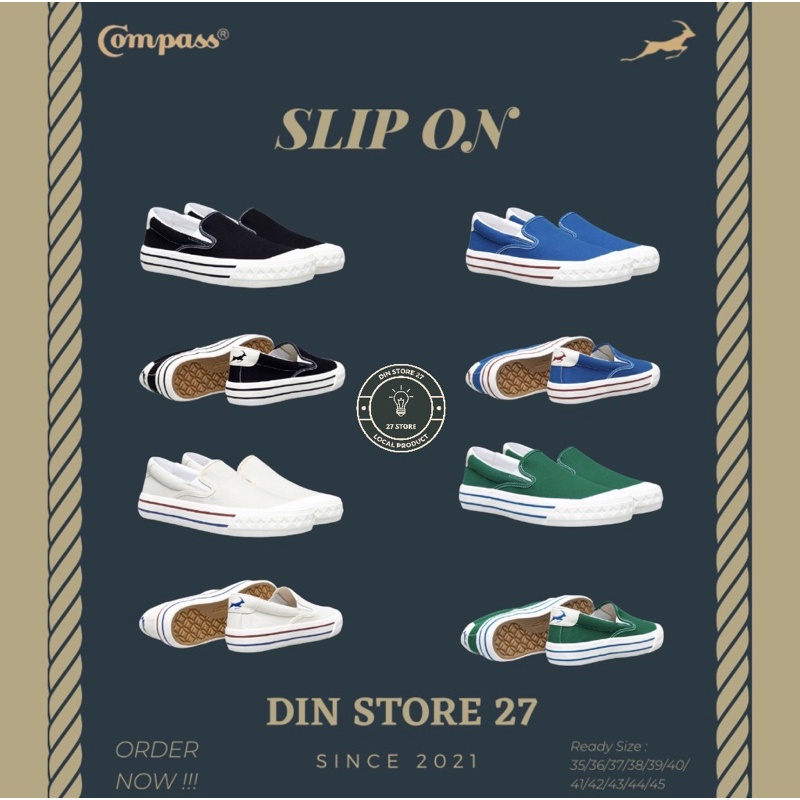 Compass Retrograde Slip On Shoes ORIGINAL 100% (Black/Green/Blue/Cream ...