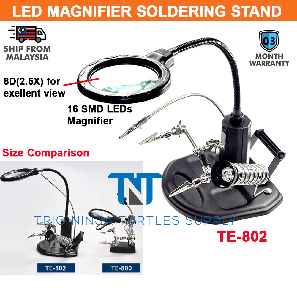 16 SMD LED Light Helping Hands Magnifier Soldering Station with ...