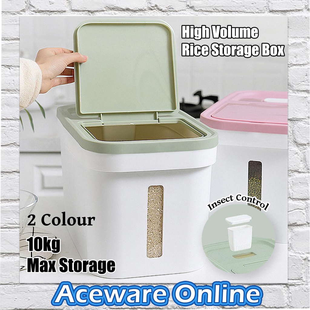 10KG Rice Storage Box Container Cereal Rice Grain Dispenser Storage Box ...