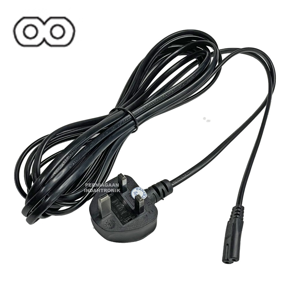 5 Meter Electrical Wire Wayar British Standard BS-1363-1 IEC-60320-C7 2 ...