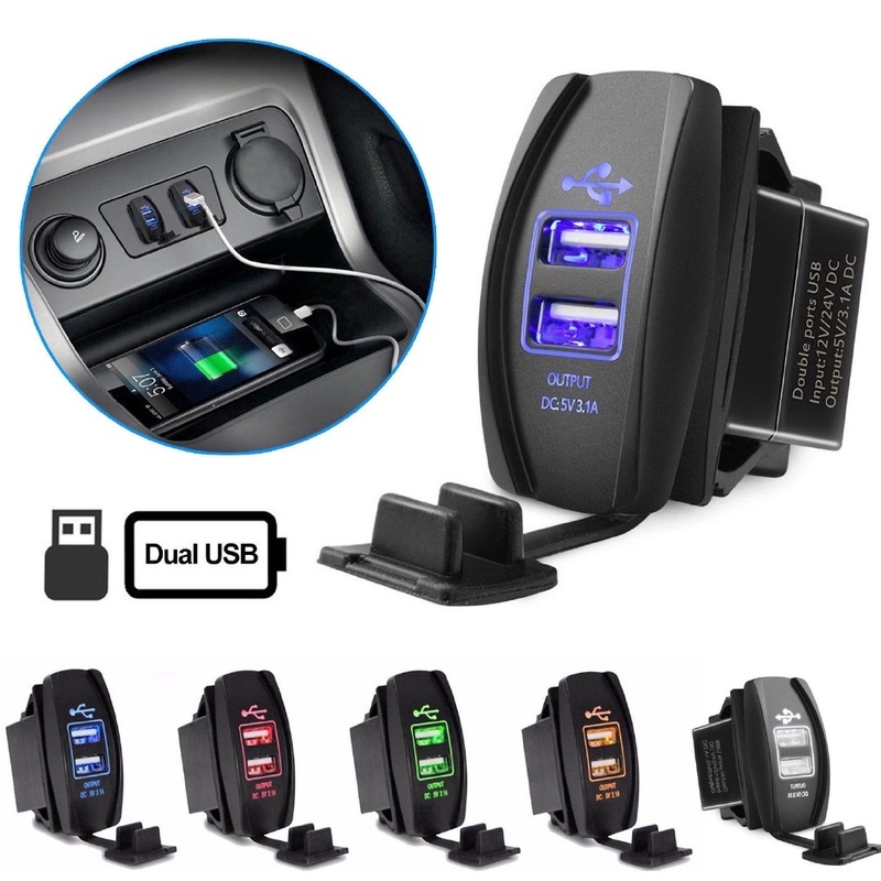 12V-24V 5V 3.1A Dual USB Socket Car Charger Waterproof Phone Charging ...