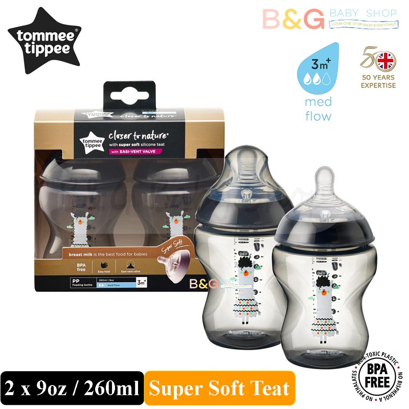 Tommee Tippee Closer to Nature Baby Wide Neck Newborn Milk Feeding Tinted Bottle Botol Susu Bayi ...