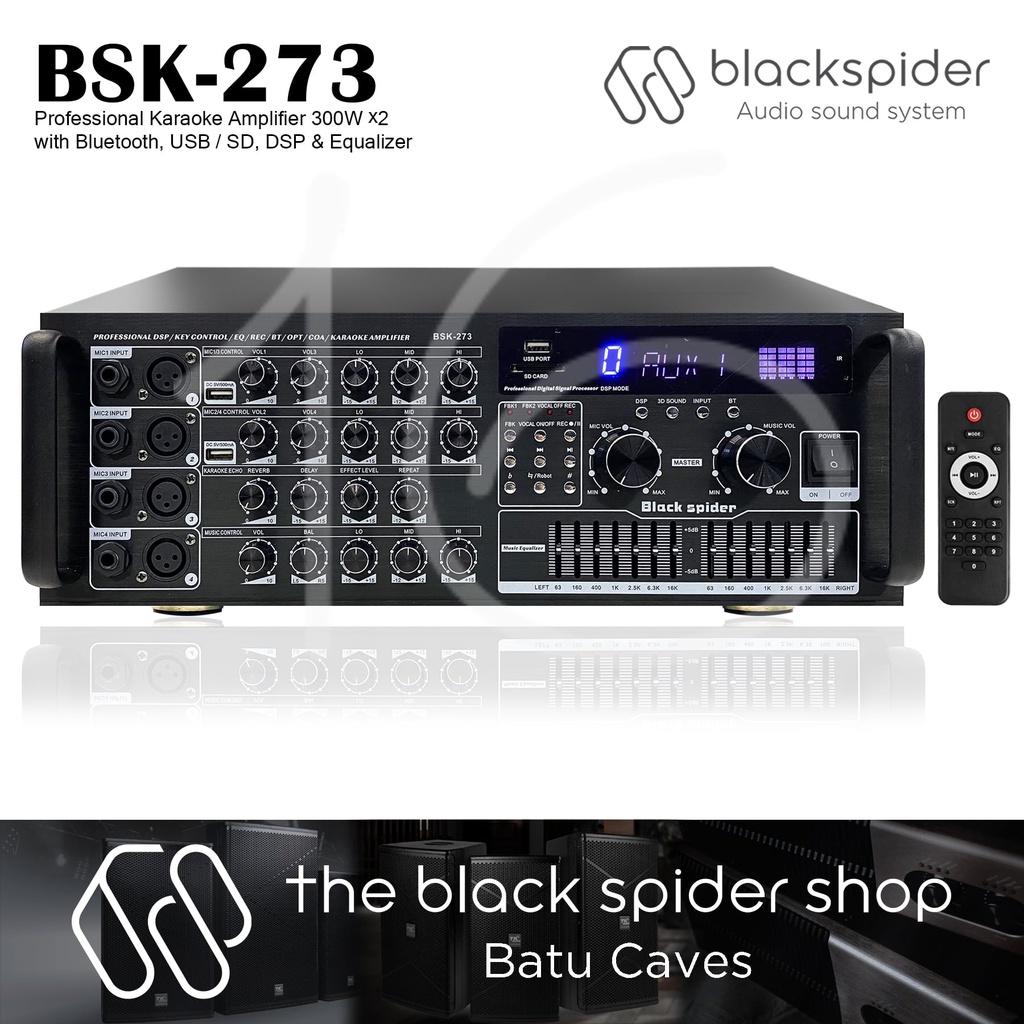 Black Spider BSK-273 Karaoke Amplifier Professional Stereo Digital ...