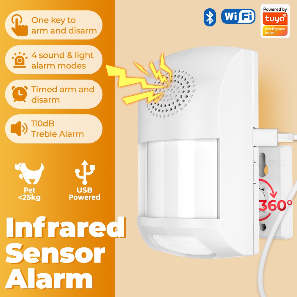 SMATRUL Tuya Smart WiFi PIR Motion Sensor Usb Home Burglar System ...