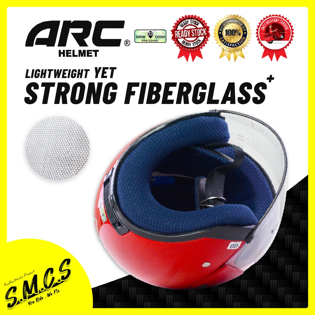 ARC DISCOVERY Siap Black Visor With Rubber Helmet FIBER GLASS [𝟭𝟬𝟬 ...