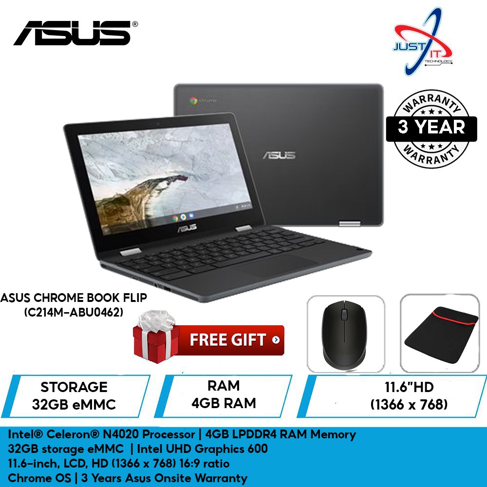 Asus Chromebook Flip C214M-ABU0462 N4020 4GD4 32GB CHROME OS | Shopee Malaysia