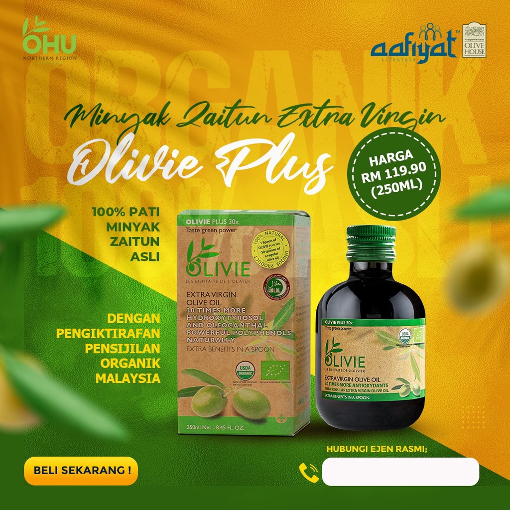 AAFIYAT OLIVIE PLUS 30X OLIVE HOUSE PATI MINYAK ZAITUN EXTRA VIRGIN OLIVE OIL 250ml dengan botol ...