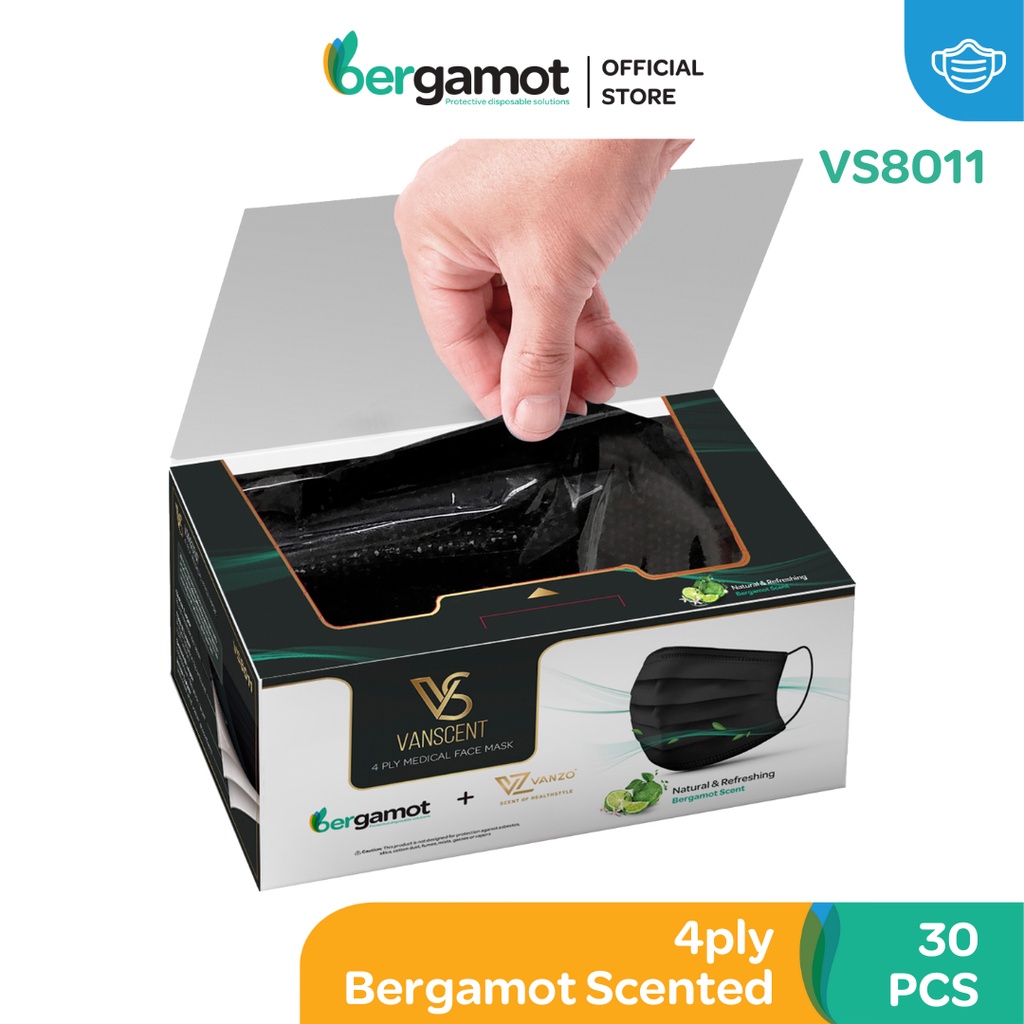 VS8011 Vanscent Bergamot Scented 4 Ply Medical Face Mask (30's ...