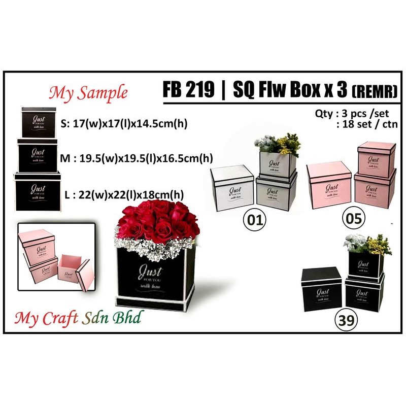 [Ready Stock] Marble Square Flower Box | Square Box Gift Box Kotak Bunga Florist | Marble Square ...