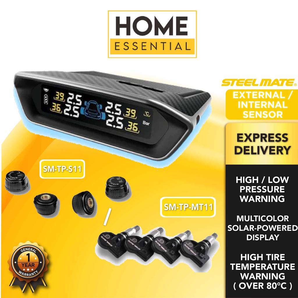 Steelmate Solar Powered Tire Pressure Monitoring System TPMS Internal ...