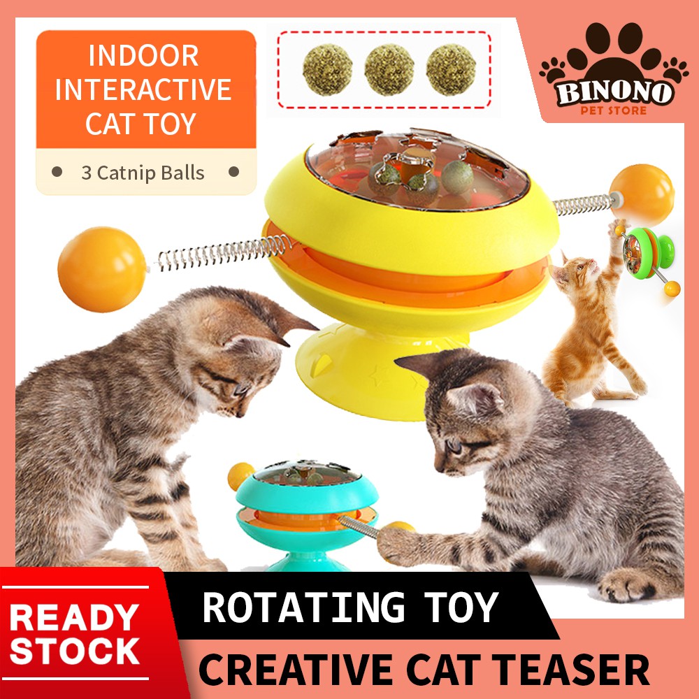 𝗚𝘆𝗿𝗼 𝗦𝗵𝗮𝗽𝗲𝗱 𝗖𝗮𝘁 𝗧𝗼𝘆 Indoor Interactive Cat Teaser Spinning Catnip Ball ...