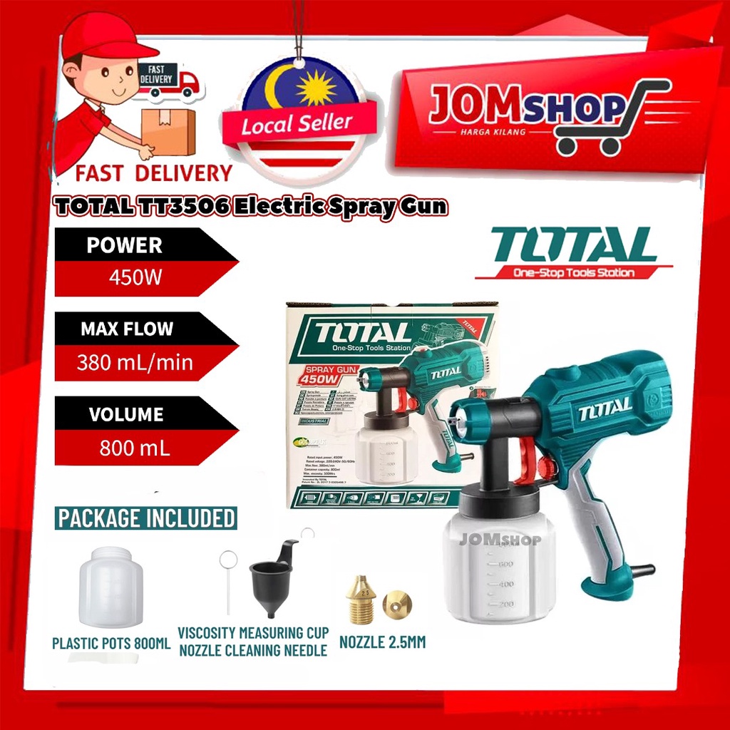 (Mega Offer) Total TT3506 450W Corded Spray Gun & 20V Cordless Spray ...