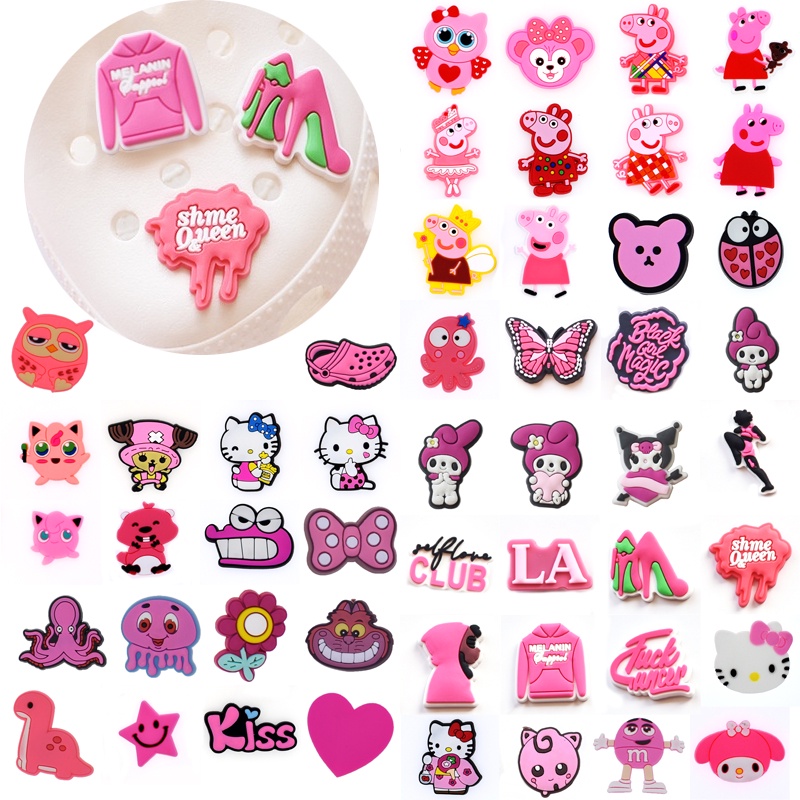 Croc Jibbit Croc Cartoon Pink Element Pattern Shoe Buckle Decoration ...