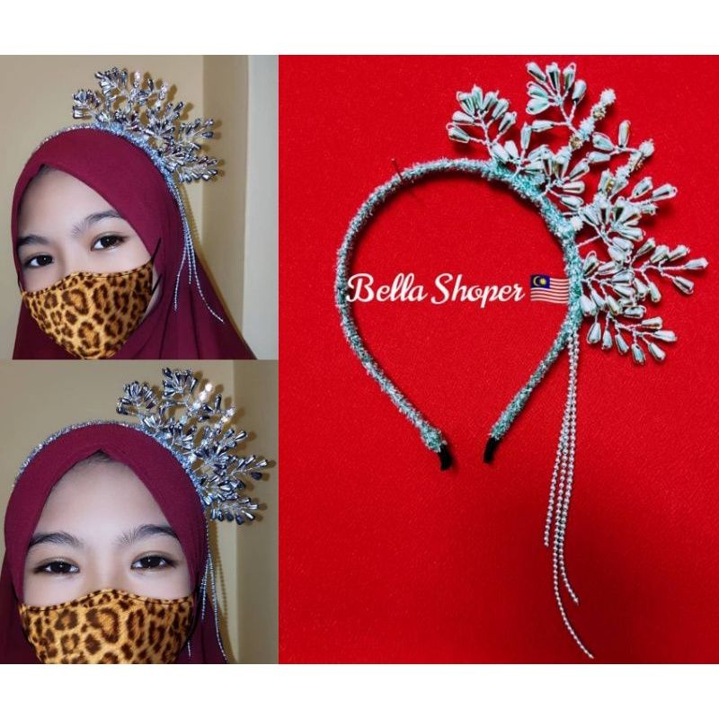 LINTANG DAUN SANGGUL CEKAK CROWN TRADISIONAL MELAYU GOLD SILVER KEBAYA ...