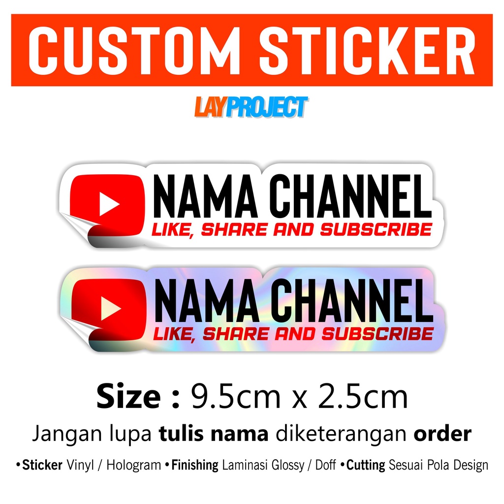 Custom Vinyl Sticker Subscribe Sticker Name Channel Youtuber LAY ...